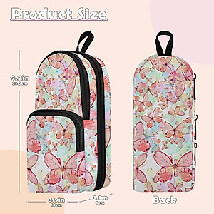 Sletend Big Capacity Pencil Bag Butterfly 3 Compartment Pouch Pen Bag Print Pencil Pen Case
