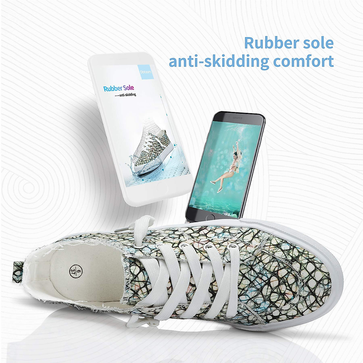 Obtaom Women's Play Fashion Sneaker Comfortable Walking Shoes Green Multi Canvas Slip on Shoes(Green,US6)