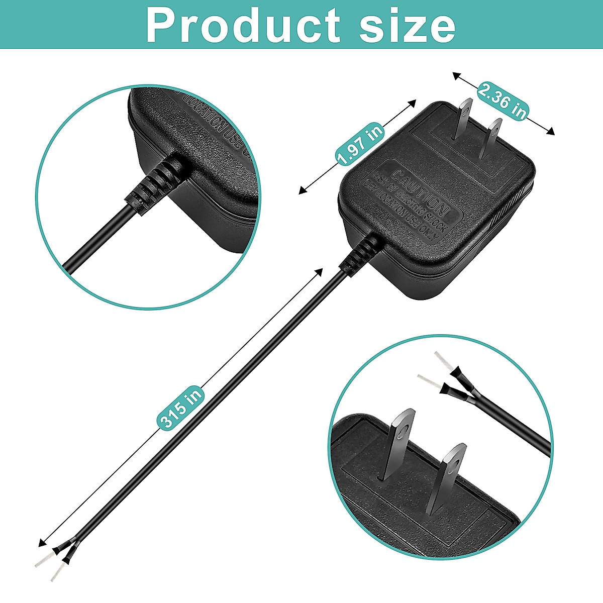 jiooyy 24V 500mA Doorbell Power Adapter - 26.2ft Long C Wire Power Supply, Doorbell Transformer Fits Ring, Nest Hello, Wyze, Eufy Video Doorbells and Ecobee,Sensi,Nest,Honeywell Thermostat(Black)