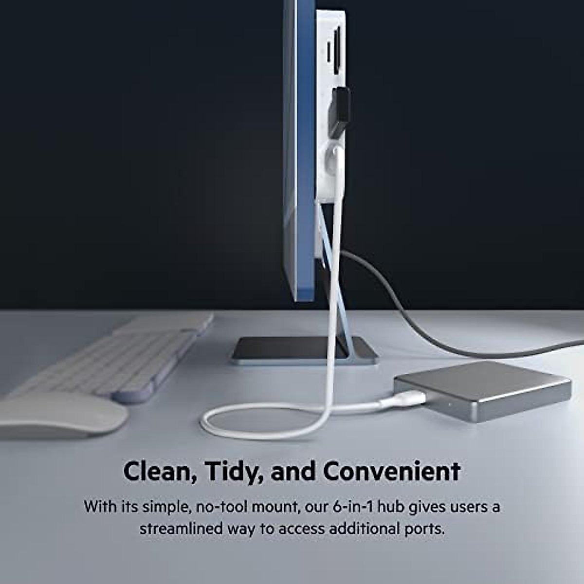 Belkin USB-C 6-in-1 Multiport Hub with Mount - USB Hub - USB C Docking Station with Micro SD Card Reader - Powered USB Hub - Compatible with MacBook, Chromebook, iMac, PC & Other USB-C Devices