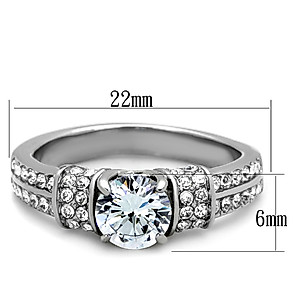 Marimor Jewelry 1.32 Carat Round Cut Cubic Zirconia Stainless Steel Engagement Ring Womens Size 5
