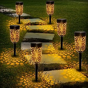 6 Pack Solar Garden Lights Outdoor Decor, Solar Path Lights Outdoor Waterpoof, Auto On/Off Solar LED Christmas Halloween Decorative Landscape Lighting for Yard Pathway Patio Walkway (Warm White)