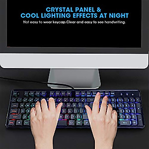 ASHATA Wired Keyboard and Mouse Combo,Portable Corded Gaming Keyboard and Mouse Set with Cool Lighting Effects,Support for Win7 / Win8 / Win10