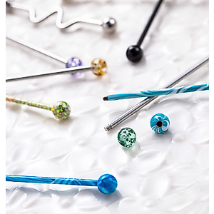 YOVORO 24Pcs 14G Stainless Steel Industrial Barbell Earrings for Women Men Cartilage Helix Piercing Jewelry Industrial Piercing Bar 38MM S