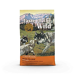 Taste of the Wild High Prairie Canine Grain-Free Recipe with Roasted Bison and Venison Dry Dog Food for Puppies, Made with High Protein from Real Meat and Guaranteed Nutrients and Probiotics 14lb