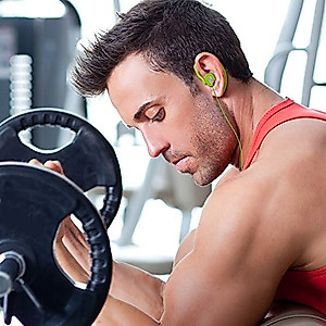 ARTIX Sport Workout Earbuds Headphones XJR, Built-in Microphone in-Ear Stereo Lightweight Wired Sweat-Proof Earphones, for Work, Travel, Running, Exercise, Works w/Smartphones, iPhone Android (Green)