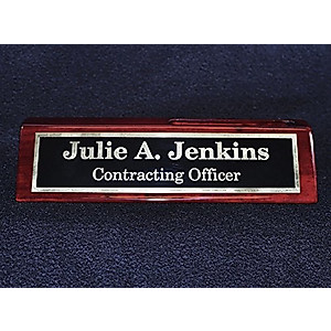 Desk Name Plate with Card Holder | Custom Name Plate | Personalized Desk Plate with Business Card Holder