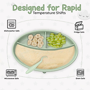 WANDA KIDZ Silicone Baby Feeding Set - Baby Led Weaning Supplies - 6PC Self Feeding Baby Utensils; Suction Plate, Bowl, Bib, Cup, Spoon, Fork - First Stage Baby Eating Essentials - 4+ Months - Blue