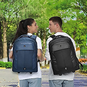 Glodiar AOKING 18/20 Inch Big Wheeled Water Resistant Travel Business Rolling Wheeled Backpack with Laptop (Black, 20inch)