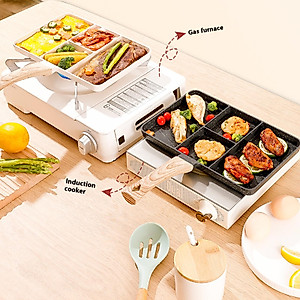 Maker Egg Skillet Breakfast Frying Pan Nonstick Egg Frying Pan,Divided Breakfast Grill Pan for Stove Top, 4 Section Breakfast Skillet Sectional Skillet Breakfast Pan for Frying Eggs Steak,Black