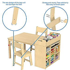 GDLF Kids Art Table and Chairs Set Craft Table with Large Storage Desk and Portable Art Supply Organizer for Children Ages 8-12, 47" L x 30" W