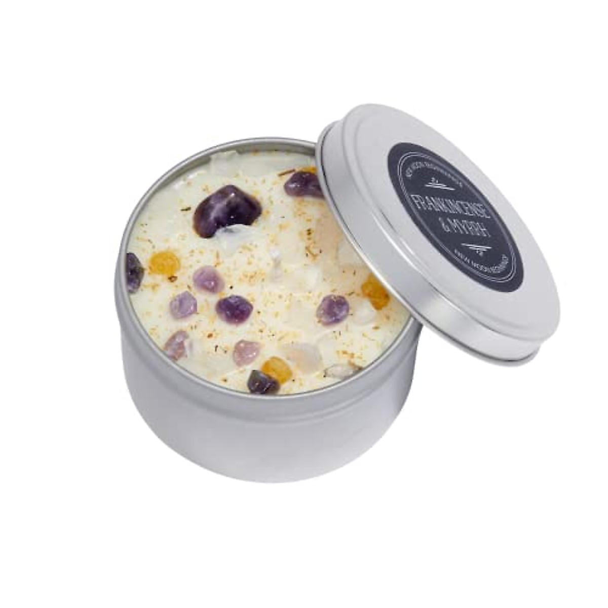 Frankincense & Myrrh Candle by New Moon Beginnings - Winter Holiday Candles - Herb & Crystal Candles - Soy Candle - Christmas Candles