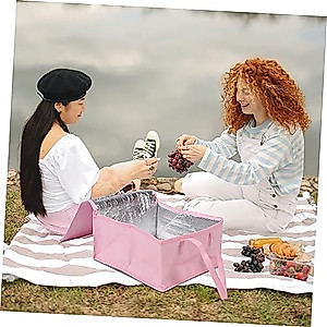 CRILSTYLEO Cake Insulation Bag Insulated Food Carrier Food Warmer Bag Beverage Cake Packing Insulated Bag Hanging Mesh Holder Clothespin Basket Bag Packaging Reusable Door Non-woven Bags Pink