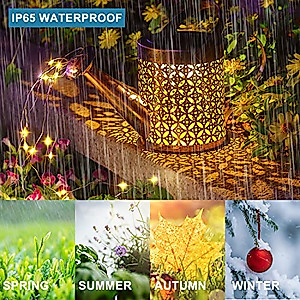 Solar Watering Can with Lights Garden Decor Large Solar Powered Lanterns Hanging Waterproof LED Decorative Retro Metal Kettle String Lights for Yard Pathway Walkway Gardening Gifts