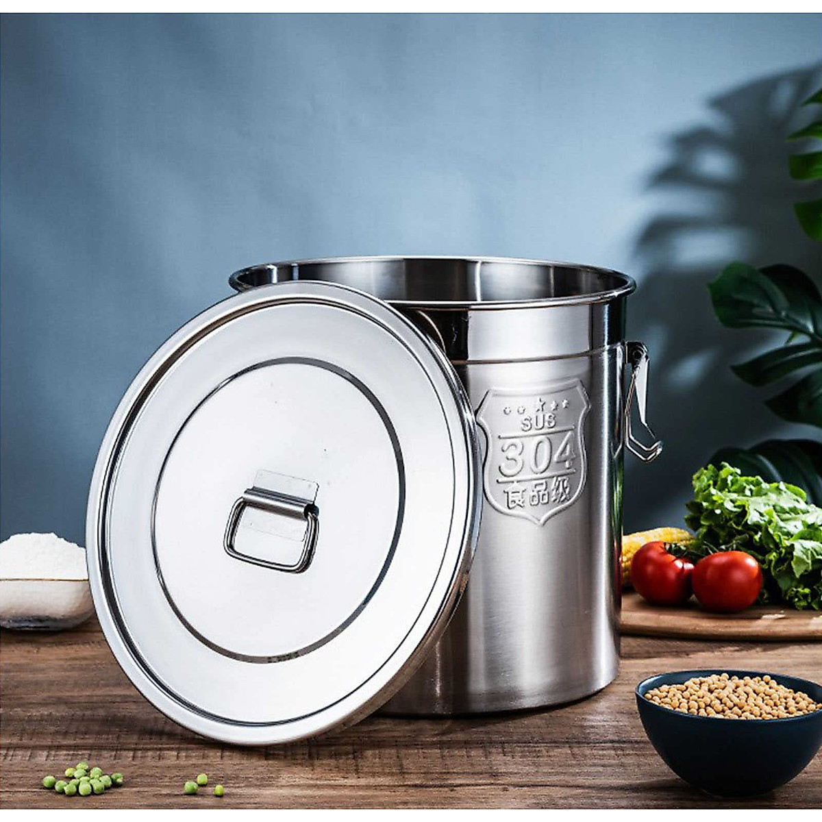 WUXLJ Stainless Steel Airtight Canister for Kitchen Counter - Cereal, Rice, Flour and Milk Storage Container with Lid and Handles