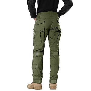 TRGPSG Men's Hiking Pants, Outdoor Lightweight Travel Pants Cargo Pants Work Pants for Men WG4F ArmyGreen 34
