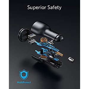 Anker Car Charger, 36W Metal Dual USB Car Phone Charger Adapter, PowerDrive III 2-Port 36W Alloy for iPhone 14 13 12 11 Pro Max mini X XR XS, iPad Pro mini, Galaxy S20/ S20+/ S10/ S10e/ S10+ and More