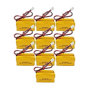 XUNTU 4.8V 1100mAh Ni-Cd Battery Pack Compatible for MAG93NC487 Lithonia ELB B006 Lithonia ELBB006 ELBCS06 ELB-CS06 Emergency/Exit Light Sign (10 Pack)