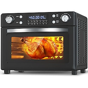 LifePlus Toaster Oven, 12-In-1 Convection Oven Countertop with Stainless Steel, 1700W Air Fryer Combo for Pizza Bread Grill, etc. 8 Gallon Capacity, Includes 6 Accessories