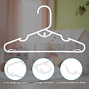 trusir Kids Hangers 60 Pack - 11.5 Inch Toddler Hangers for Closet - Infant for Closet Baby Clothes - White Hangers for Closet - Ideal for Kids Standard Use (White,60Pack)