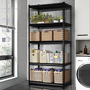PACHIRA E-Commerce 72" H Metal Shelves for Storage 31" W x 16.5" D x 72" H, 5 Tier Adjustable Shelving Unit Kitchen Office Storage Rack Basement Utility Shelf