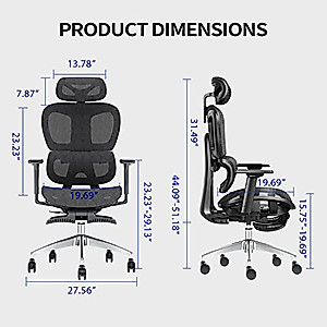 PatioMage Ergonomic Mesh Office Chair with 3D Adjustable Armrest,High Back Desk Computer Chair Ergo3d Ergonomic Office Chair with Wheels for Home & Office