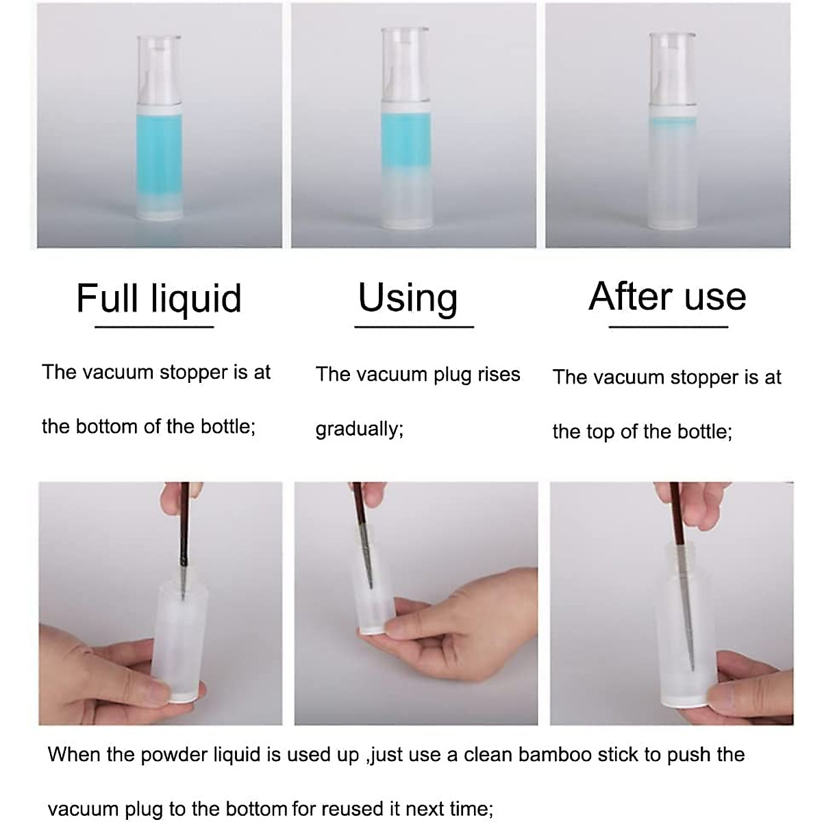 6PCS 50ml/1.6oz Empty Frosted Clear Airless Cosmetic Lotion Pump Bottles Refillable Travel Makeup Cream Foundation Container Dispenser Storage Vials for Liquid foundation Essential oil Shampoo