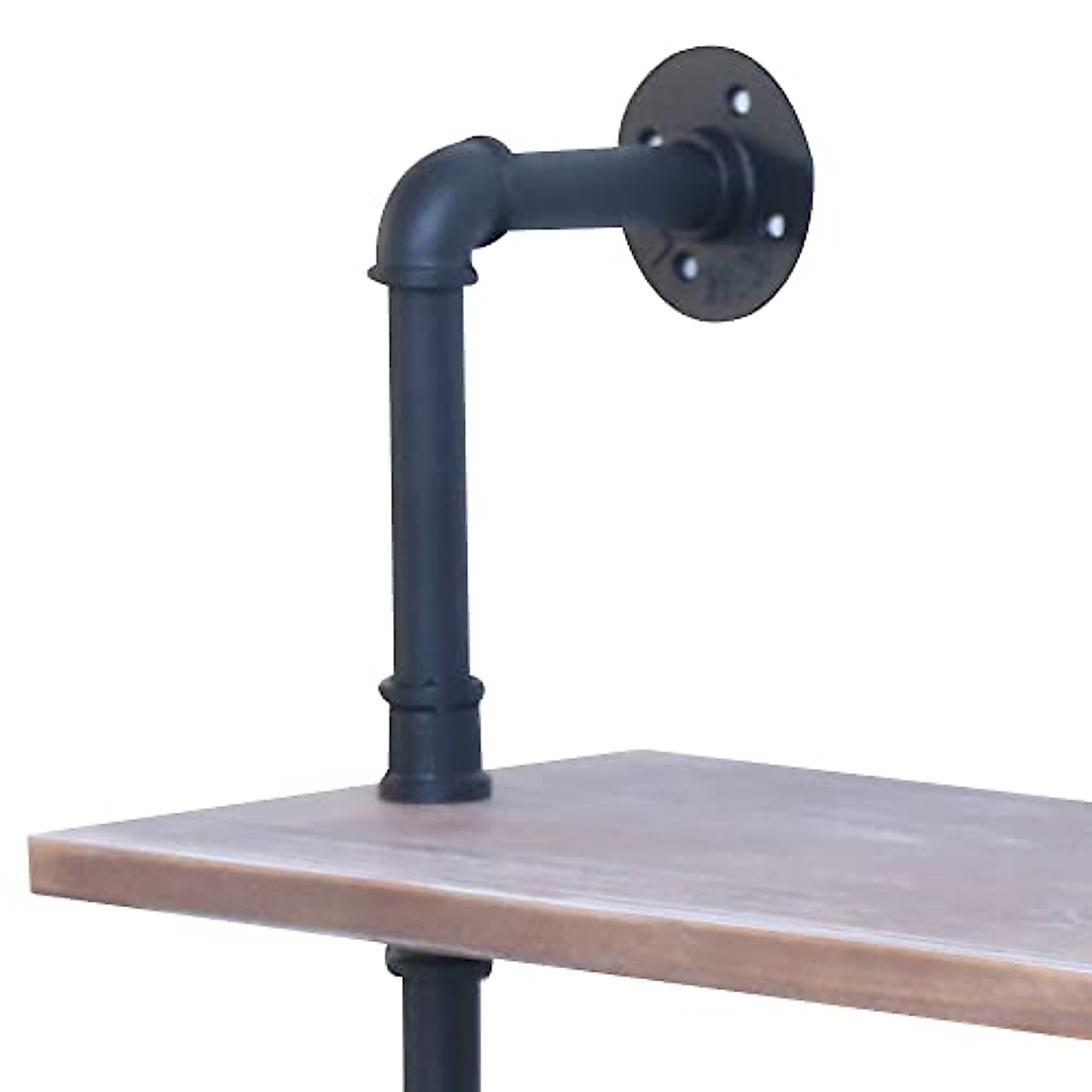 TFCFL 2 Tier Wall-Mounted Industrial Wood Shelving, Rustic Metal Floating Shelves Real Wood Book Shelves Wall Shelf Unit Bookshelf Hanging Wall Shelves for Farmhouse Kitchen Bar, 24x9.89x30.9inch