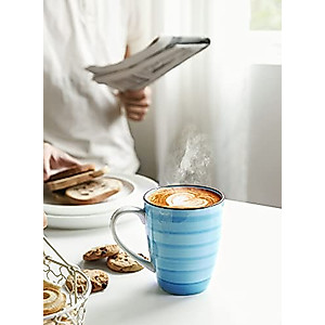 Sweese 16 oz Coffee Mugs Set of 6 for Latte Ice Americano Hot Tea Beverage Cocoa, Porcelain Tea Cup with Handle, Dishwasher Safe, Multicolor, Gradient Colors, 626.002