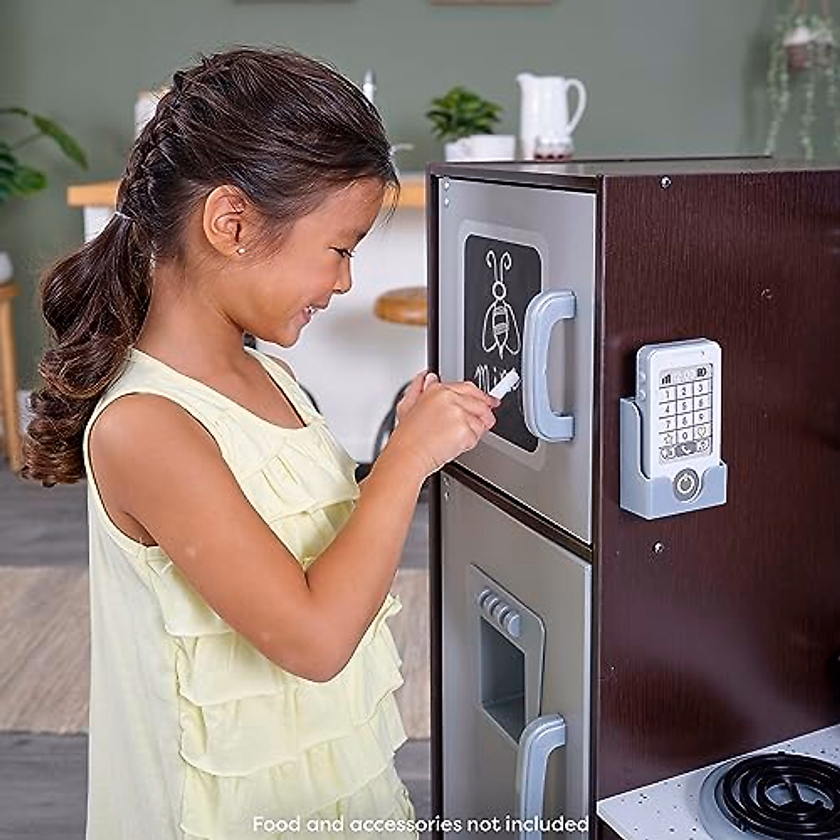 KidKraft Uptown Espresso Wooden Play Kitchen with Play Phone, Chalkboard & Towel Rack, Espresso