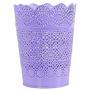 Krimo Plastic Slim Oval Trash Can, Wastebasket, Garbage Container Bin for Bathroom, Bedroom, Home Office(Purple)