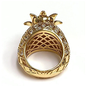 Kate Spade New York Pineapple Passion Gold Plated Metal Glass Stone Ring Size 7