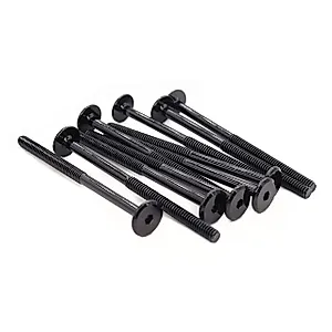 cSeao 10 Pack 1/4"-20 100mm Allen Head Joint Connector Bolts, Hex Socket Head, Black, 4 Inches Futon Screws, Half Thread 57mm