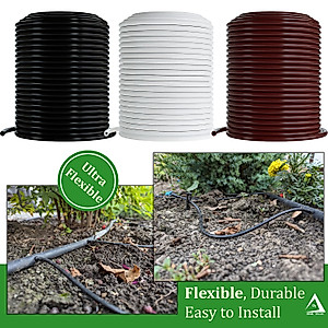 1/4 Drip Irrigation Tubing, 200 Feet, Flexible PVC Plastic Drip Irrigation Hose for Gardening, Misting, Hydroponics and DIY Landscape Garden Projects, Blank Distribution Tubing (200ft, White)