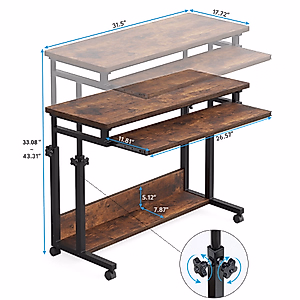 LITTLE TREE Small Portable Computer Desk Mobile Standing Table, Brown