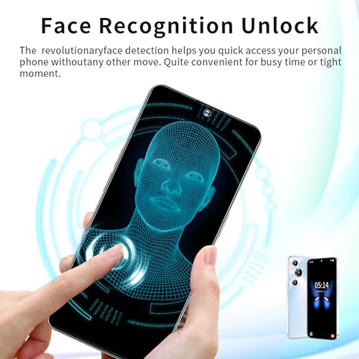 S30 Ultra Cellphones 5G Smartphone 6800mAh 8GB RAM 256GB ROM 7.0 in Face Unlock Cell Phone 50MP 108MP Mobile Phones Android Global Version,White-256GB