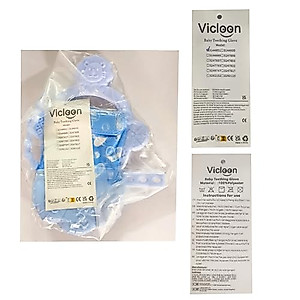 Vicloon Silicone Teething Mitt, 2Pcs Baby Teething Mitten with Adjustable Strap, Crinkle Sound and Textured, Self Soothing Baby Chew Toys for 0-6month Infants