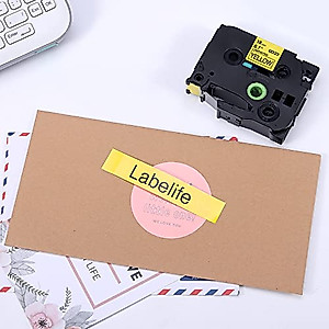 Labelife Compatible with 18mm Laminated Yellow Label Tape Replacement for Brother P Touch TZ Tape Tz TZe-641 TZe641 TZ-641 TZ641 12mm 0.47 Inch (Black on White/Orange/Red/Blue/Yellow/Green), 10-Pack