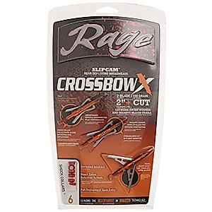 RAGE Crossbow X, 2-Blade Archery Arrow Broadhead, 100 or 125 Grain with Shock Collar Technology (3-Pack)