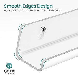 12-inch Clear Acrylic Vinyl Record Shelf Wall Mount, 6-Pack Floating Album Display for Vinyl Records, Books, and Décor – Perfect for Living Room, Bedroom, Bathroom, or Kitchen, Easy to Install