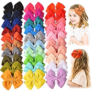 Prohouse 30 PCS Baby Girls Hair Bows Clips Barrettes Waffle Hair Accessories with Alligator Clip for Babies Girl Infant Toddlers Kids Teens