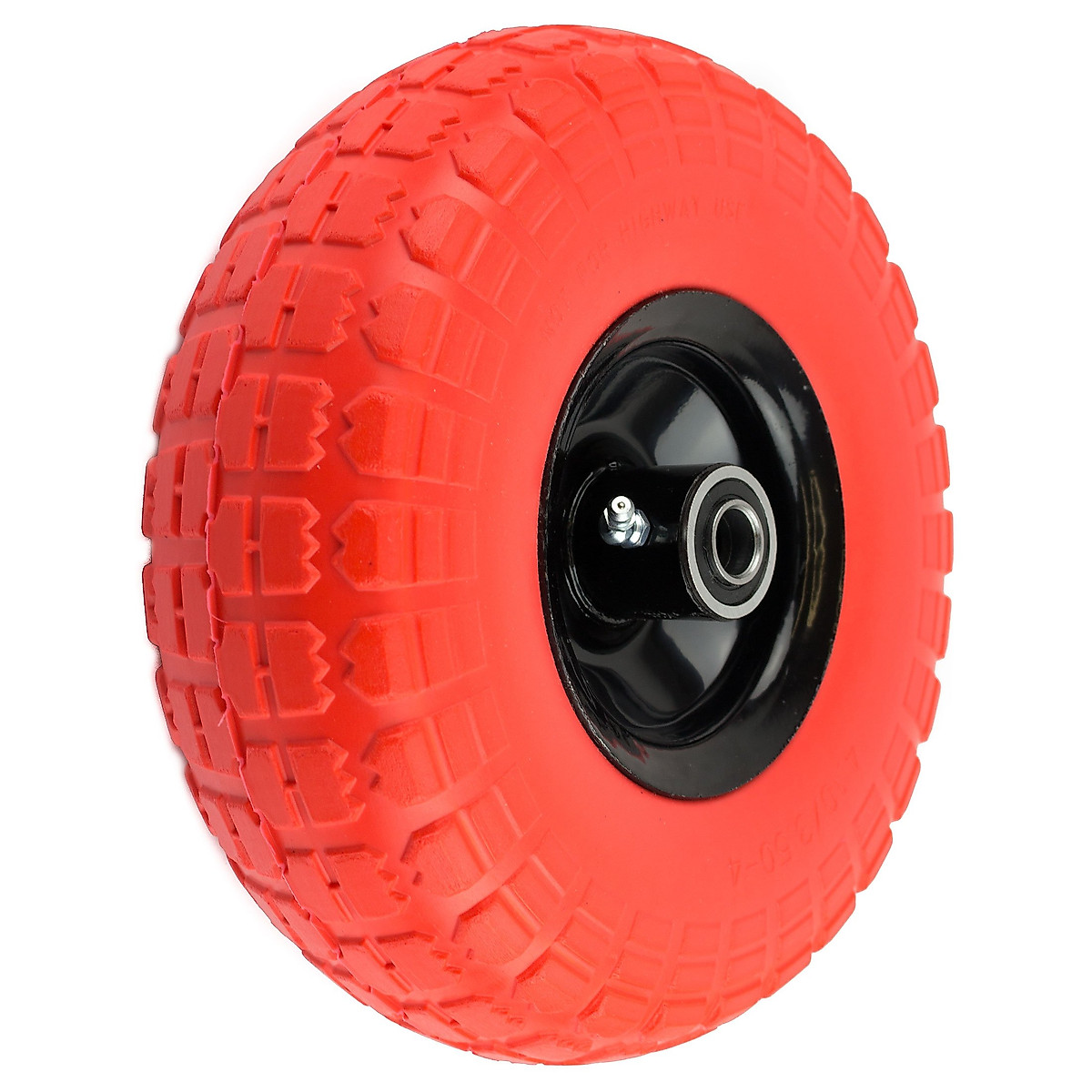 NK WFFOR10 Heavy Duty Solid Rubber Flat Free Tubeless Hand Truck/Utility Tire Wheel, 4.10/3.50-4" Tire