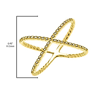 14K Yellow Gold Criss Cross Rope Cable Design Statement Ring - Size 6