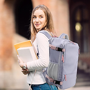 Hanples Extra Large Travel Backpack for Women as Person Item Flight Approved, Waterproof 40L Carry On Backpack, 17 Inch Laptop Backpack For Hiking Casual Bag (Gray Purple)