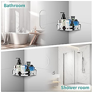 Shower Caddy Corner Shelf Bathroom Organizer, Drill Bathroom Shelf Storage Rack Wall Mounted for Shower Bathroom Kitchen