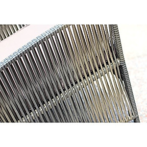 IDS Home 4 Piece Brown Pattio Furniture Wicker Conversation Set, Loveseat & 2 Cushion Chairs, Glass Coffee Table for Garden Lawn Poolside Backyard