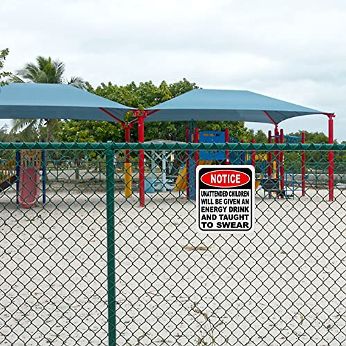 Unattended Children Will Be Given An Energy Drink and Taught to Swear Sign - Funny Room Decor for Home Bar & Man Cave, Metal Wall Art, Wall Decor - Aluminum Composite Indoor Outdoor Signs - 8.5" x 10"