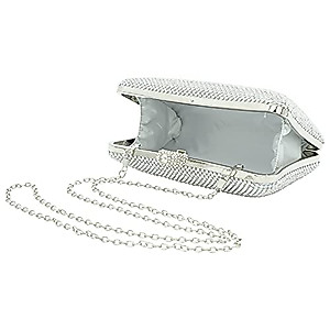 Ro Rox Sophie Vintage Style Sparkly Glitter Diamonte Evening Prom Clutch Handbag - Silver