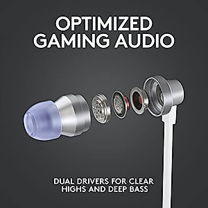 Logitech G333 Gaming Earphones with Dual Audio Drivers, in-line mic and Volume Control, Compatible with PC/PS/Xbox/Nintendo/Mobile with 3.5mm Aux or USB-C Port - White (Renewed)