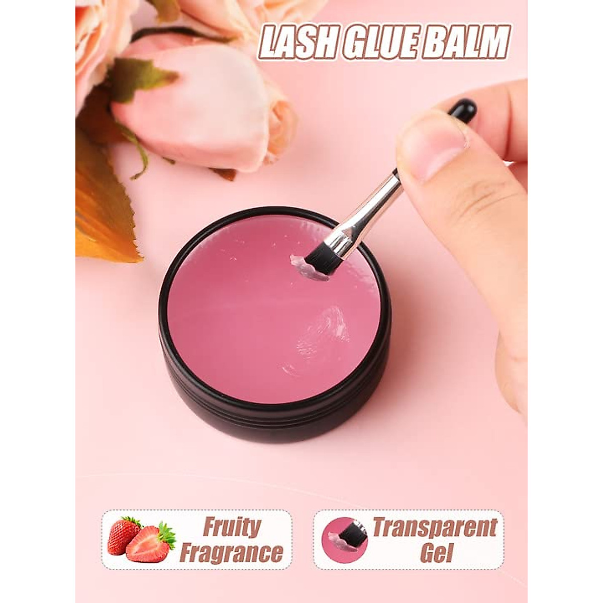Lash Lift Glue Balm EBANKU Upgrade Lash Lift Glue Adhesive, Lash Lift Balm with Brush Pads Kit Strong Viscosity Lifting Curling and Nourishing Eyebrow Lamination Glue Balm Strawberry Scent 0.71Oz